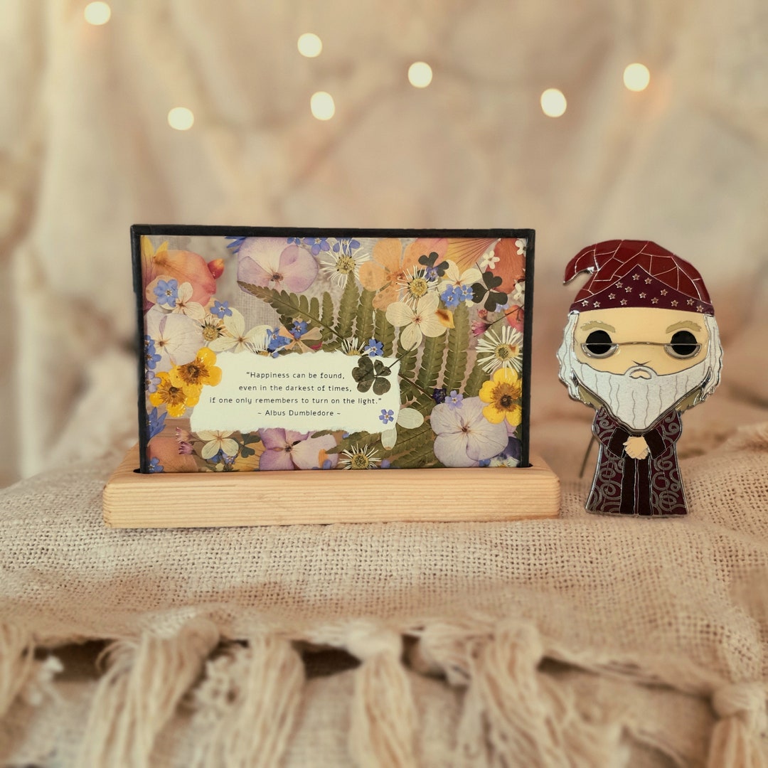 Pressed Flower Frame, Stained Glass Candle Holder, Dumbledore Quote, - Etsy