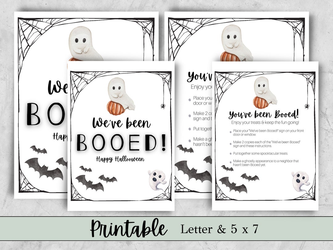 Youve Been Booed Printable Halloween Sign Letter and 5 X 7 - Etsy