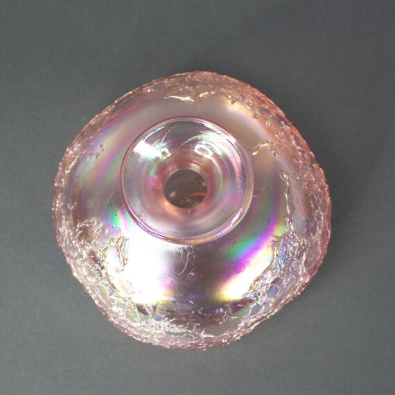 Iridescent Veined Threaded Art Glass Bottle Form Vase - Gem