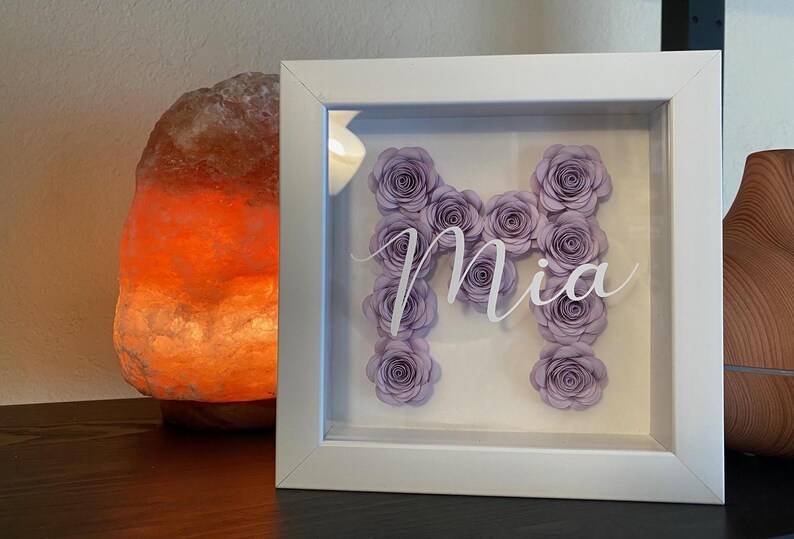 Custom Initial Shadow Box Frame With Paper Flowers- Perfect Gift for All - Etsy