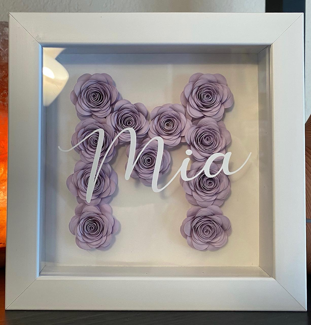 Custom Initial Shadow Box Frame With Paper Flowers- Perfect Gift for All - Etsy