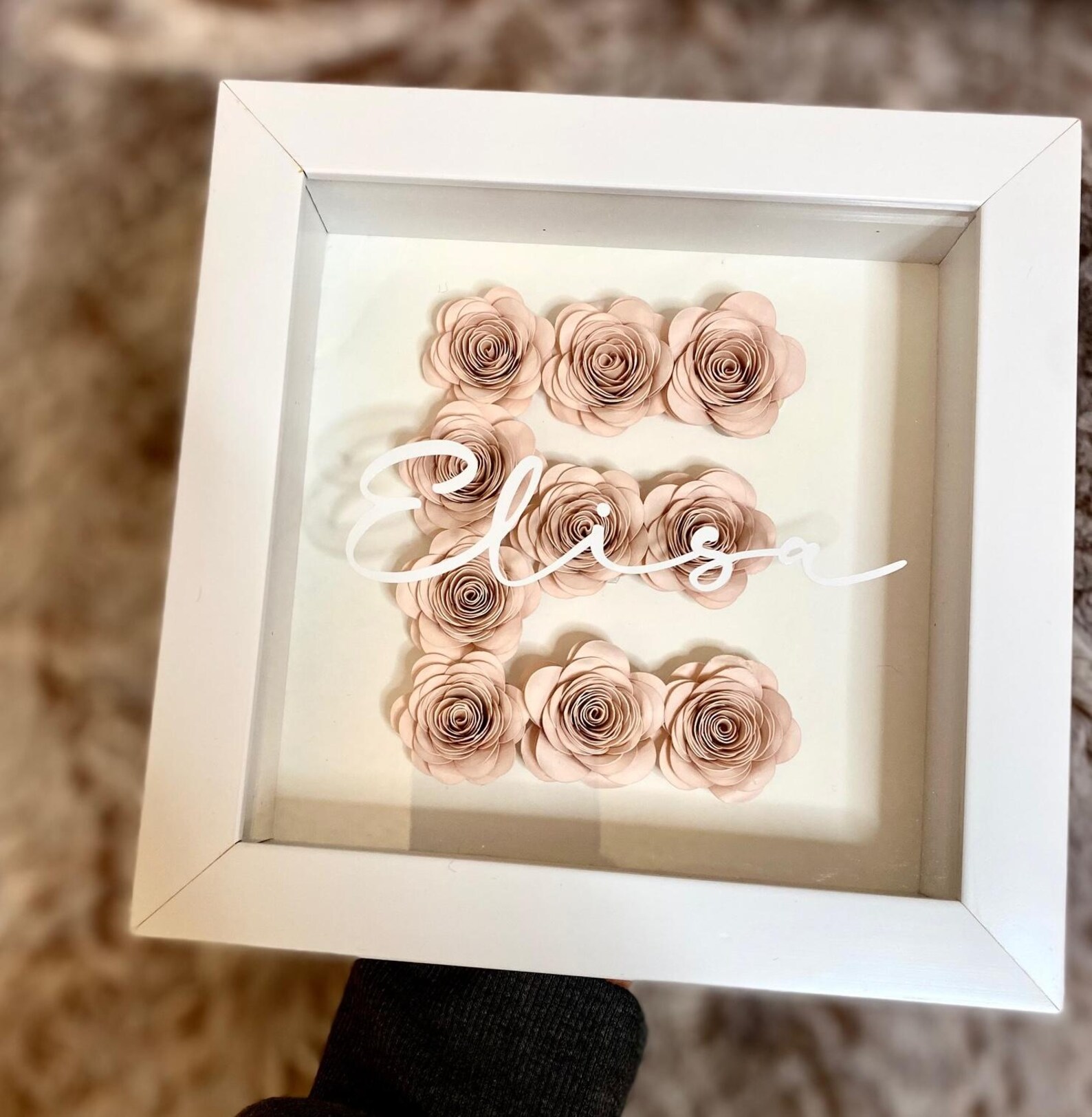 Custom Initial Shadow Box Frame With Paper Flowers- Perfect Gift for All - Etsy