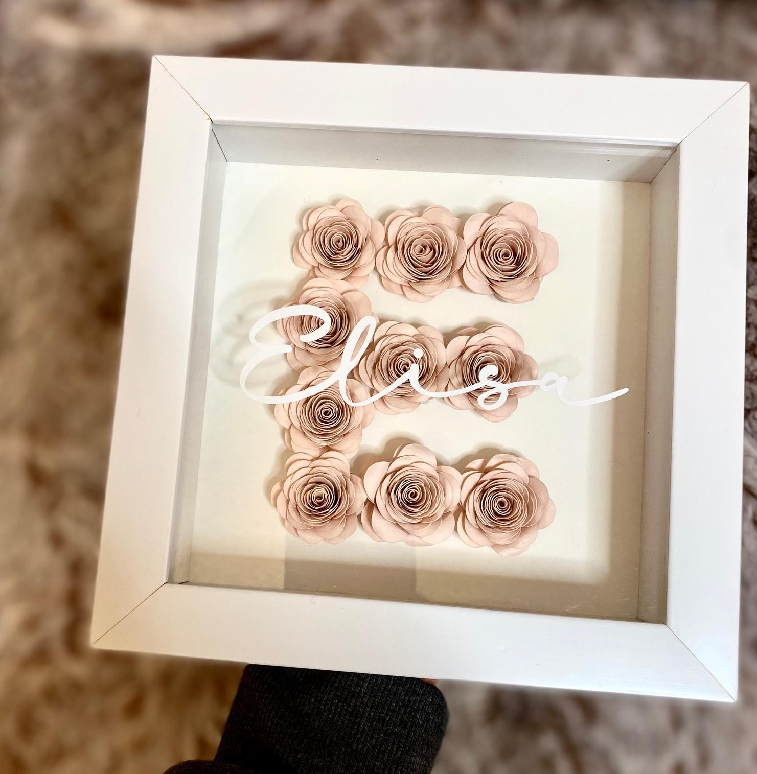 Custom Initial Shadow Box Frame With Paper Flowers- Perfect Gift for All - Etsy