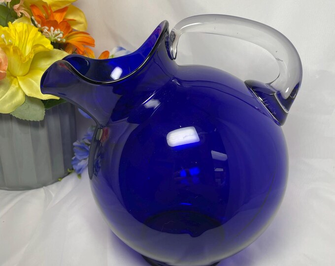 Vintage Cambridge Glass 3400 80oz. Cobalt Blue Ball Pitcher - Etsy