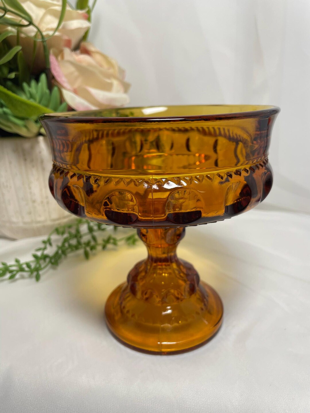 Vintage Colony Color Crown Thumbprint Compote Without Lid - Etsy