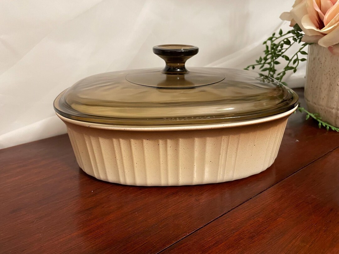Vintage Corningware French Bisque 1.5qt Casserole Dish With Lid F-12-B ...