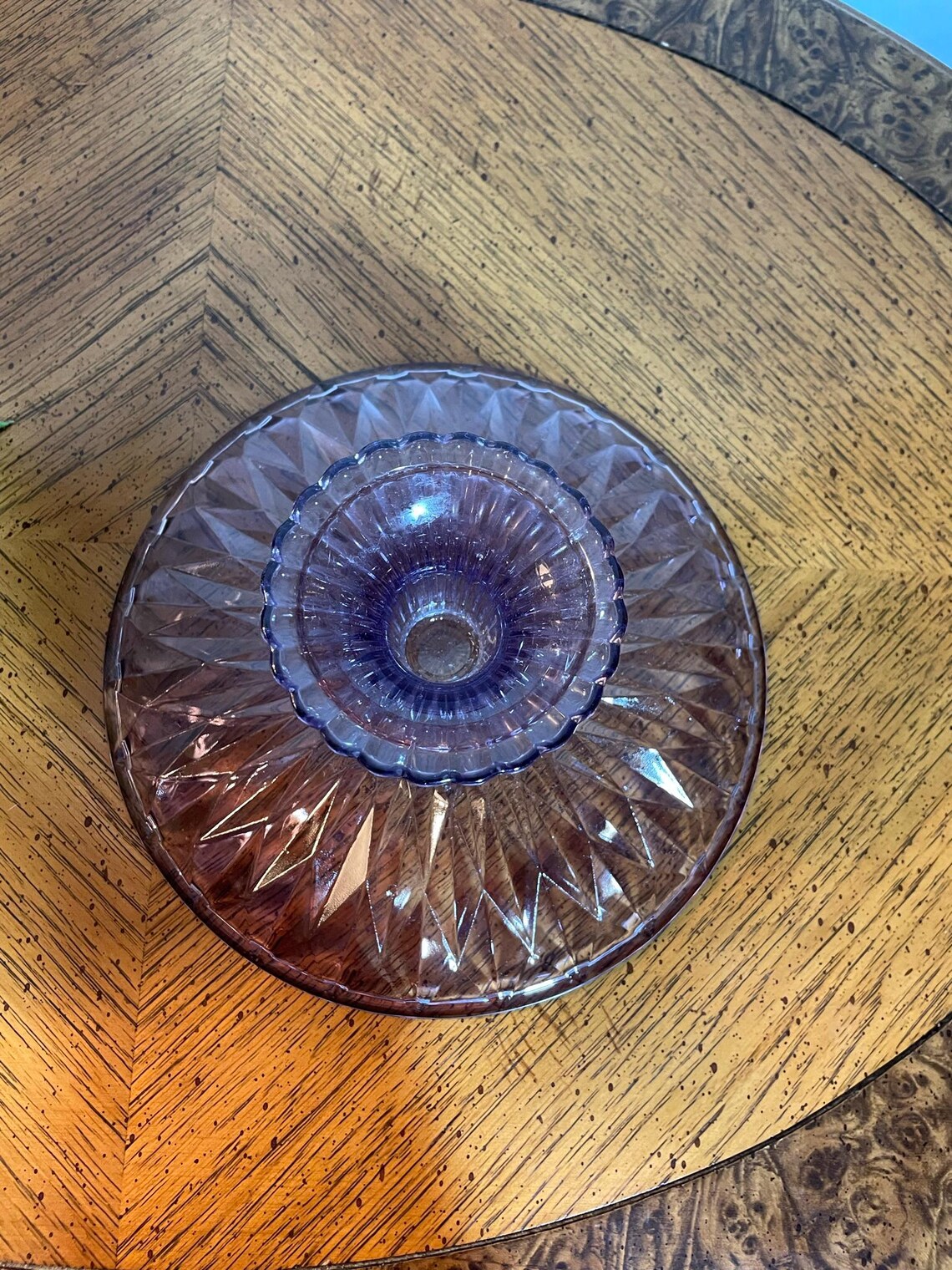 Pedistal Cake Plate in Lavender Glass With Diamond Pattern - Etsy