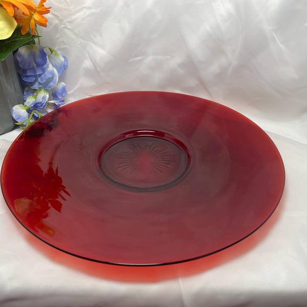 Ruby Glass Platter - Etsy