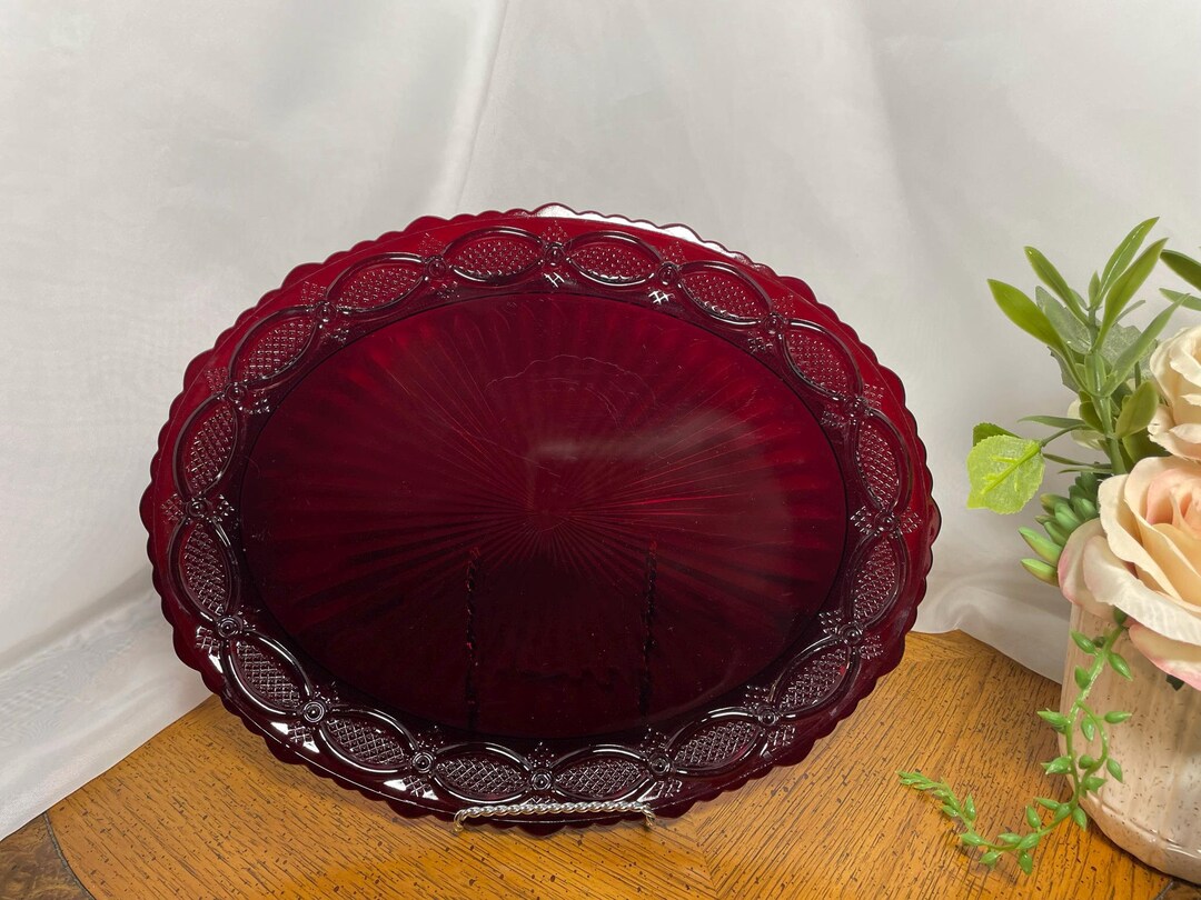 Vintage Avon Cape Cod Ruby Red Oval Platter 13" - Etsy