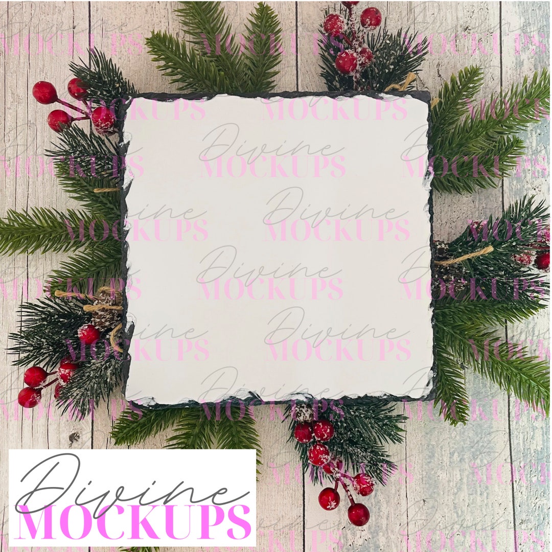 Christmas Photo Slate 20x20 Mockup Christmas Square Slate Mockup ...