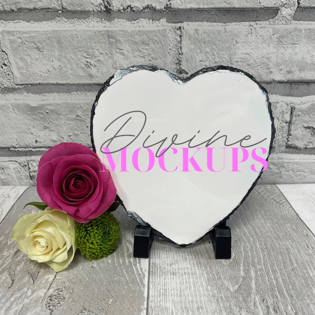 Heart Photo Slate 15cm Mockup - Heart Slate Mockup - Digital Download ...