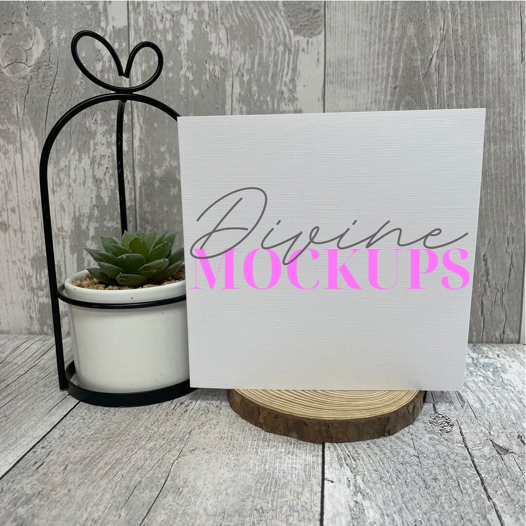 6" Card Mockup - Square Card Mock - Digital Download JPG - Linen Effect ...