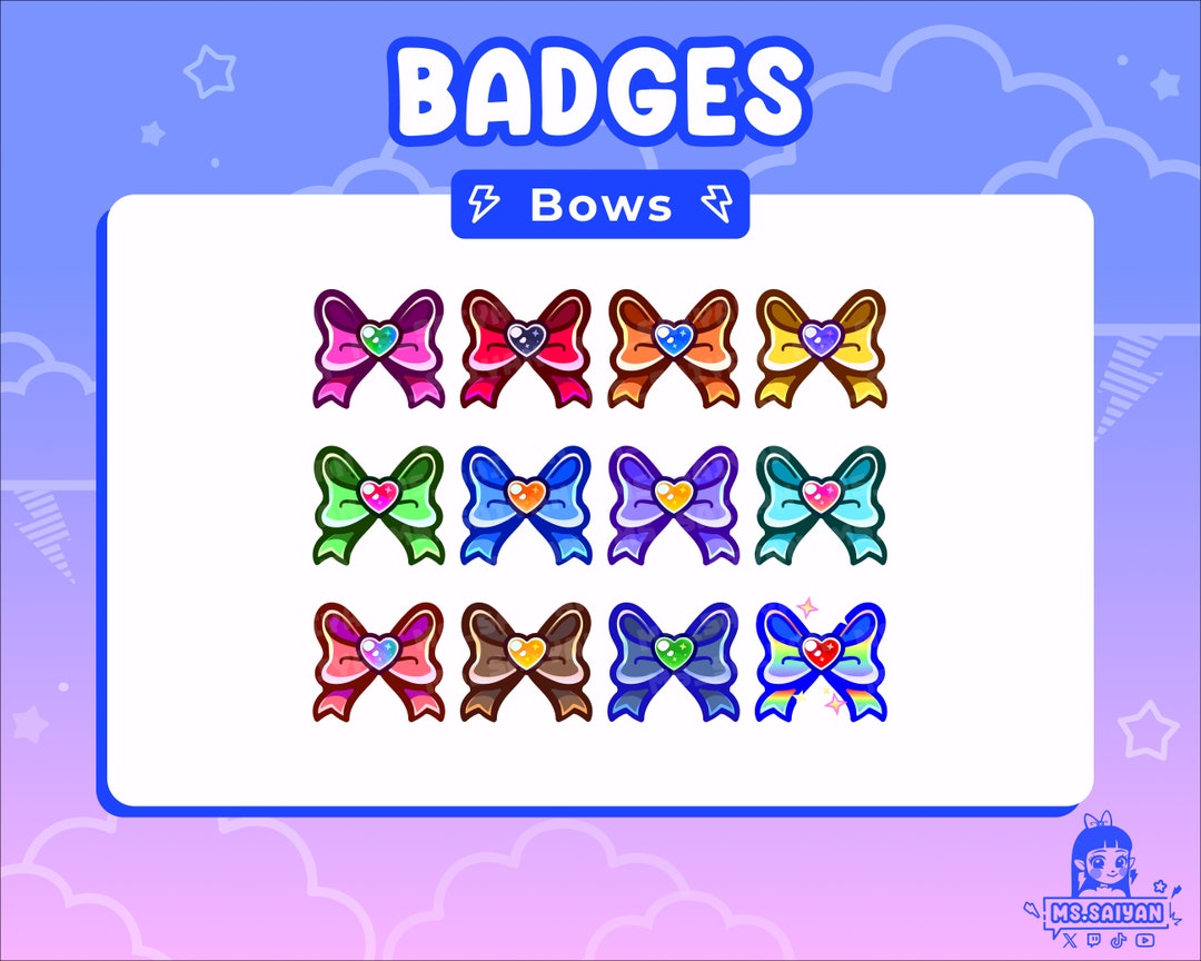 Bow Sub Badges for Twitch, Discord, Youtube | Bow Bit Badges - Etsy