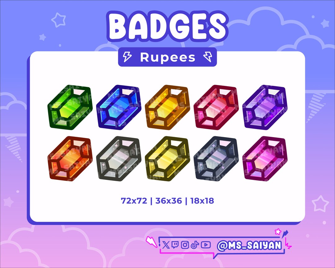 Gem Sub Badges for Twitch, Discord, Youtube, Kick | Zelda Rupee - Etsy