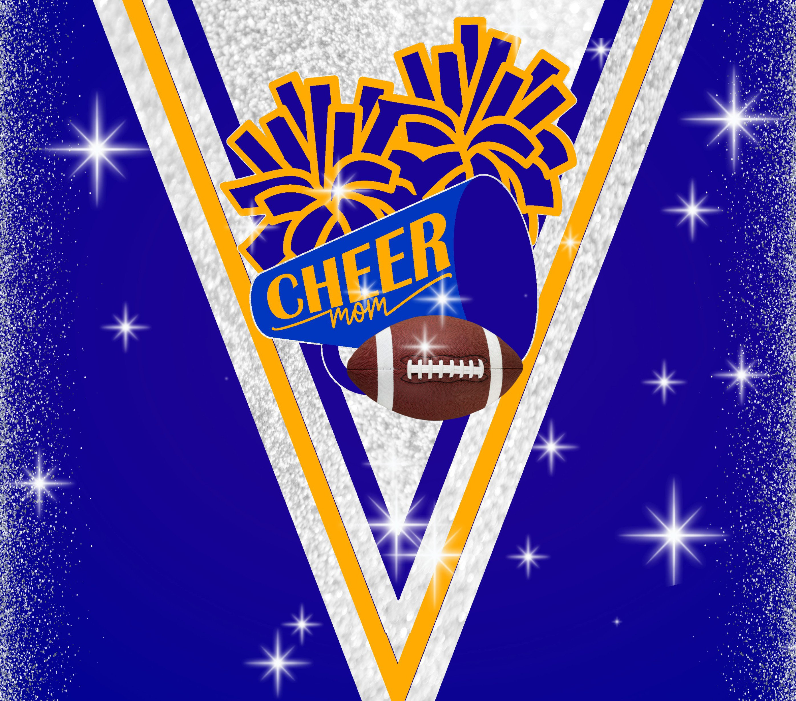Cheer Mom Tumbler PNG. Blue and Gold Pom Poms . Cheer / Football ...