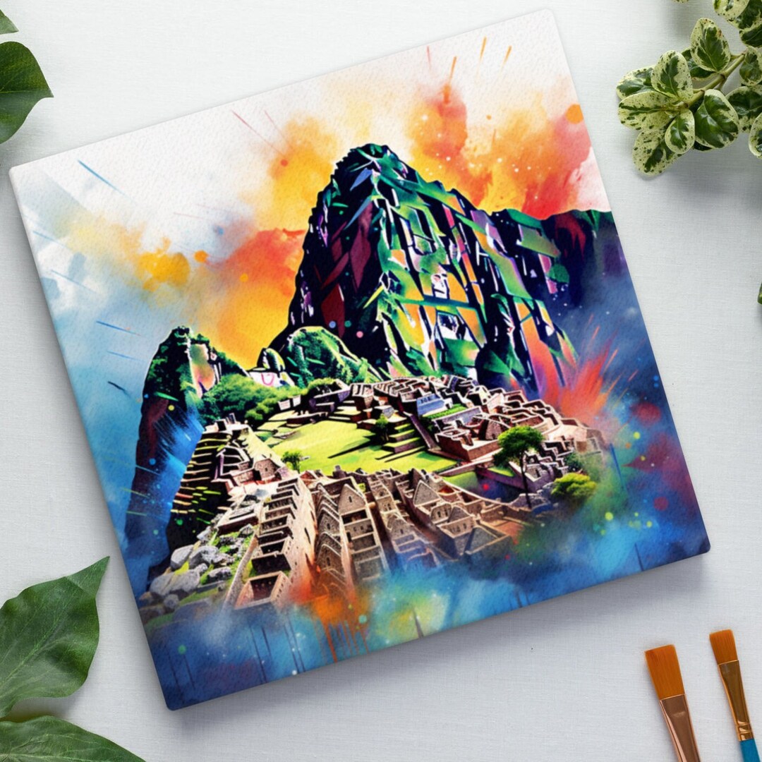 Colorburst Landmarks Machu Picchu, Peru, Canvas Print, Wall Art, Paint ...