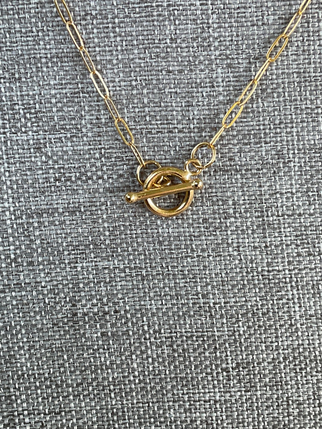 14k Paperclip Necklace,gold Paper Clip Necklace W Mini Toggle ...