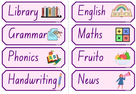 Subject Labels Visual Timetable_purple - Etsy