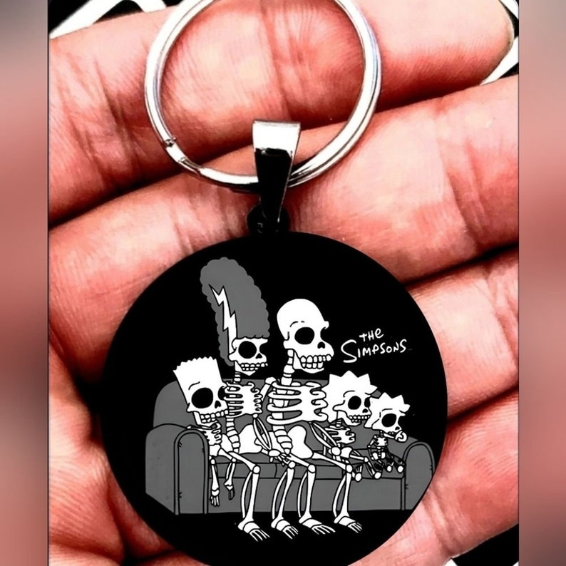 Simpsons Funny Skeleton Watching TV Keychain - Etsy