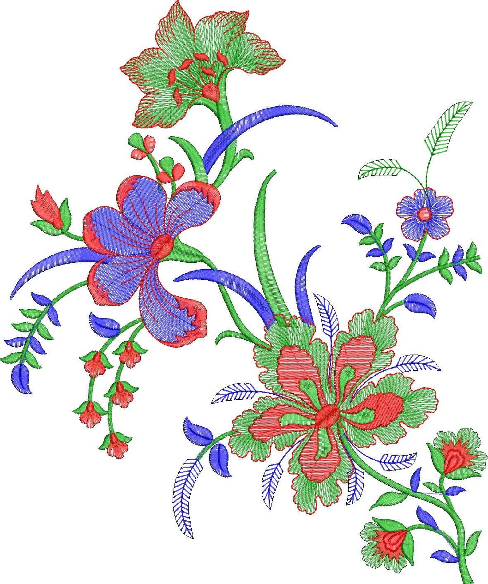 FLORAL MOTIF EMBROIDERY Flower Design File, W-12.31in H- 14.72in ...