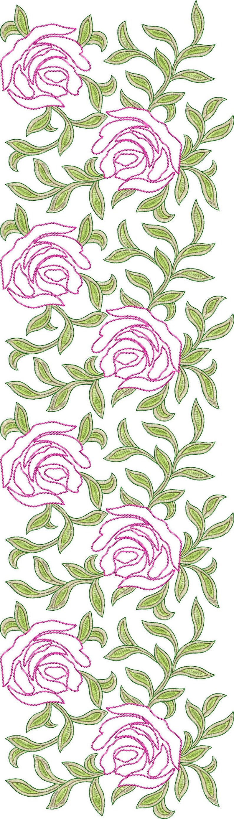FLORAL MOTIF EMBROIDERY Flower Design File, W-12.78 in H-44.71in ...