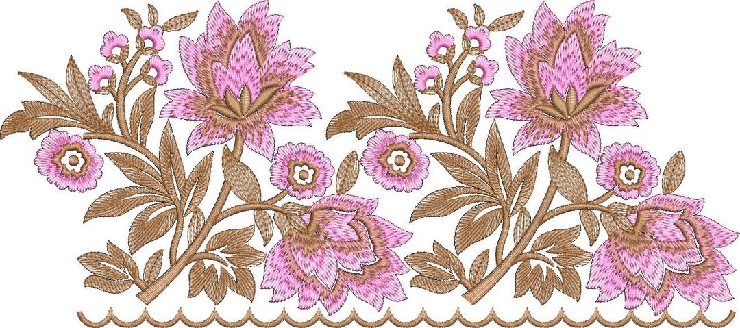FLORAL MOTIF EMBROIDERY Flower Design File, W-13.38 in H-5.94 In ...