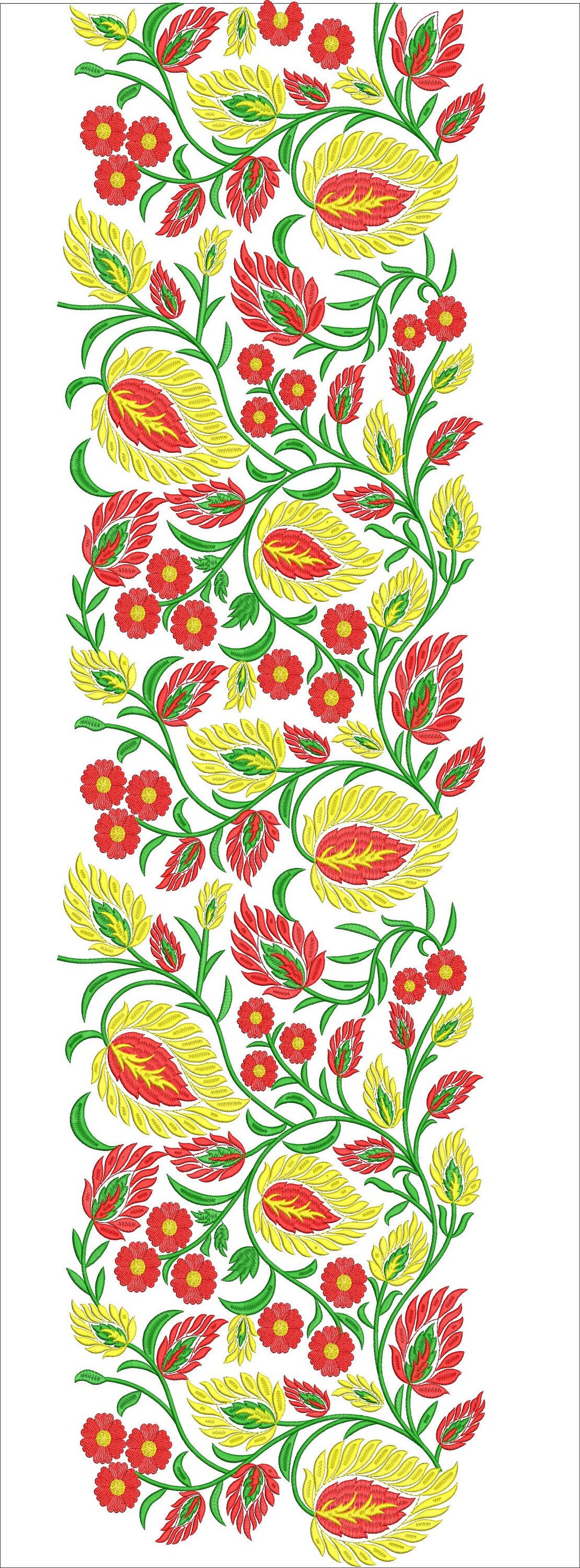 FLORAL MOTIF EMBROIDERY Flower Design File, W-12.61in H 40.20in ...