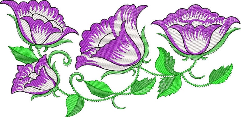 FLORAL MOTIF EMBROIDERY Flower Design File, W-12.54 in H-6.07 In ...