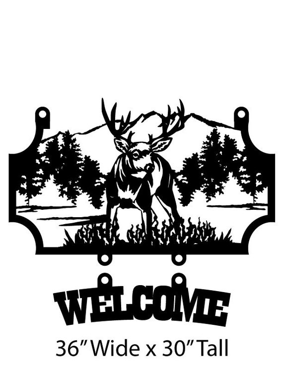 Deer Welcome Metal Sign - Etsy