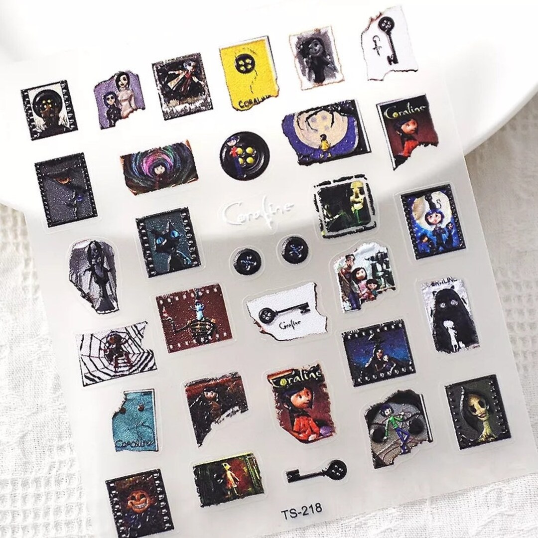 Coraline Nail Decals. Tim Burton Nails. Press On. Trending - Etsy Finland