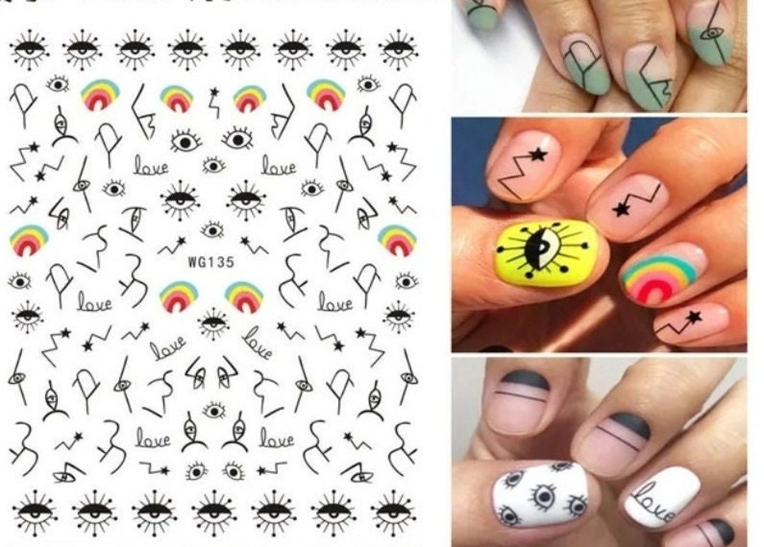 Evil Eye Nail Decals Evil Eye Nail Stickers Boho Nails Evil - Etsy