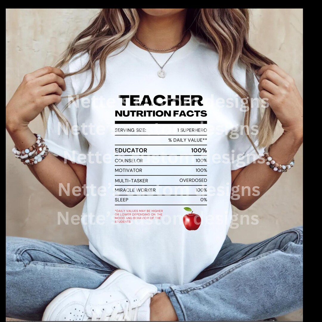 Teacher Nutritional Facts PNG | Digital Download | Teacher Appreciation ...