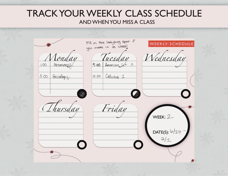 Ladybug Semester Planner | Digital Download | College Student Planner ...
