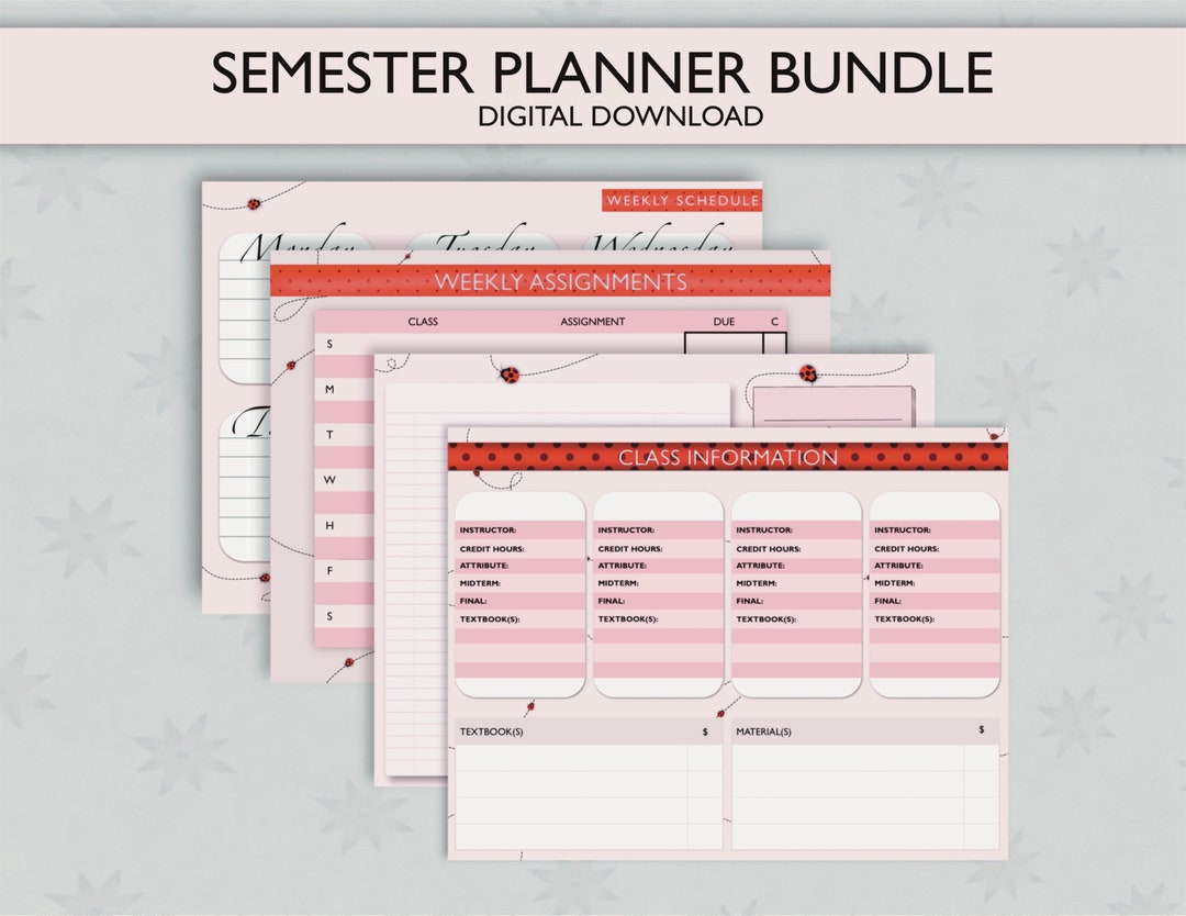 Ladybug Semester Planner | Digital Download | College Student Planner ...