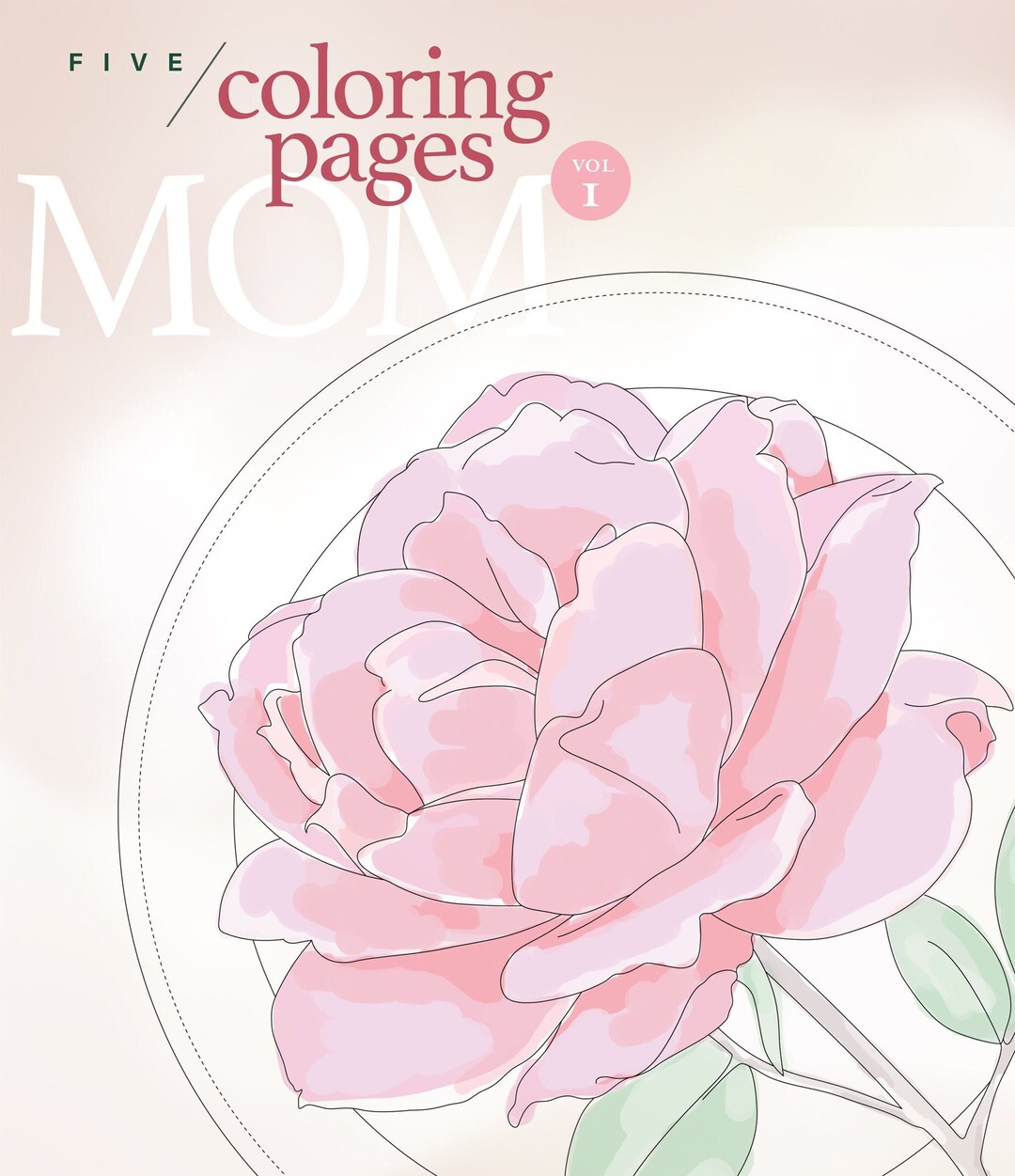 Buy 5 Printable Coloring Pages, Easy Coloring for Adults, Coloring Book ...