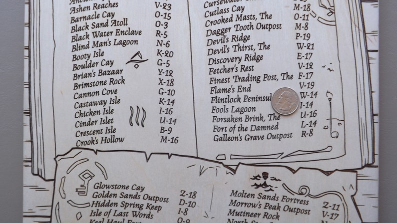 Sea of Thieves Inspired Index Wall Hanging 12" X 24" Laser Engraved ...