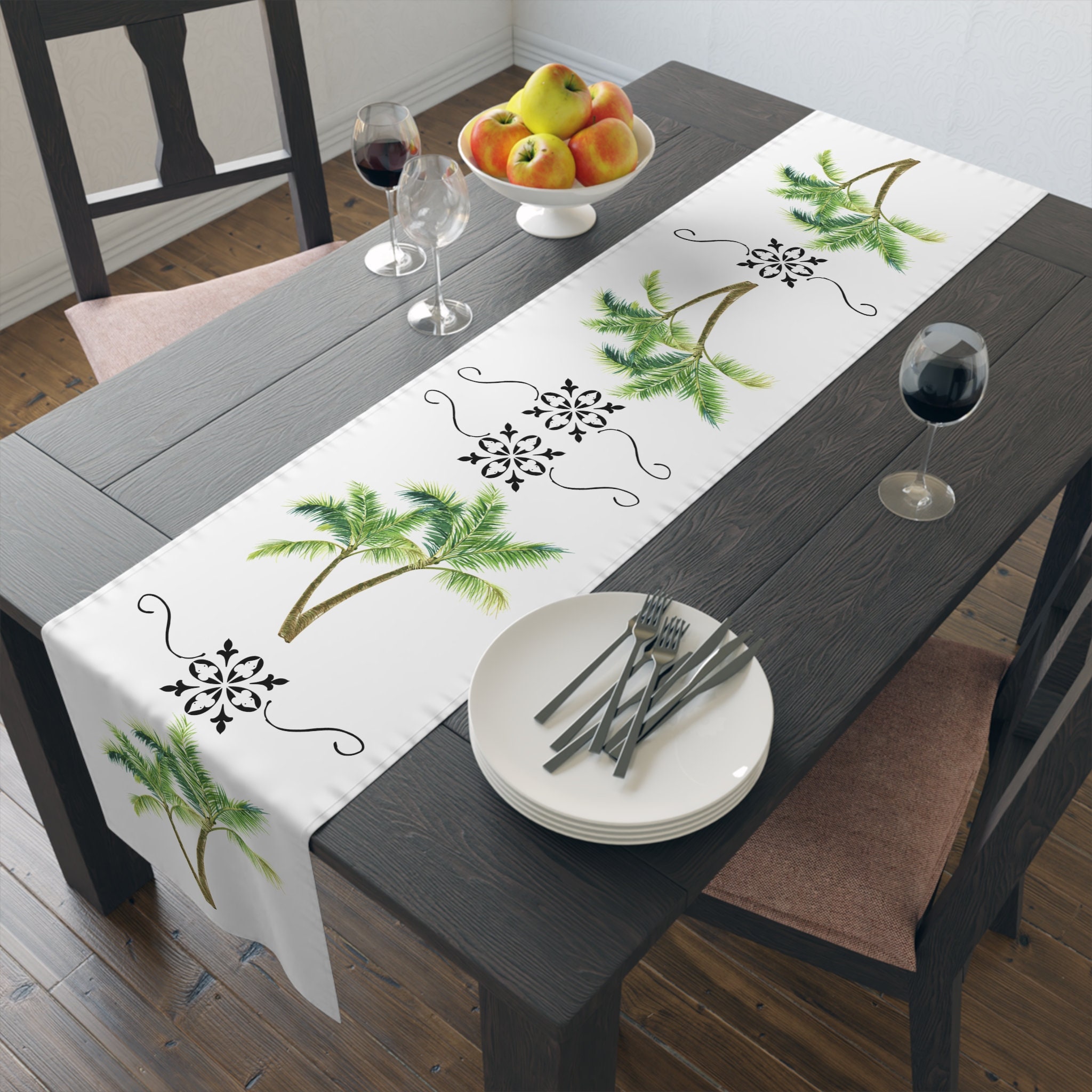 Tropical Palm Tree Table Runner, Summer Vibe Table Cloth, Beach House ...