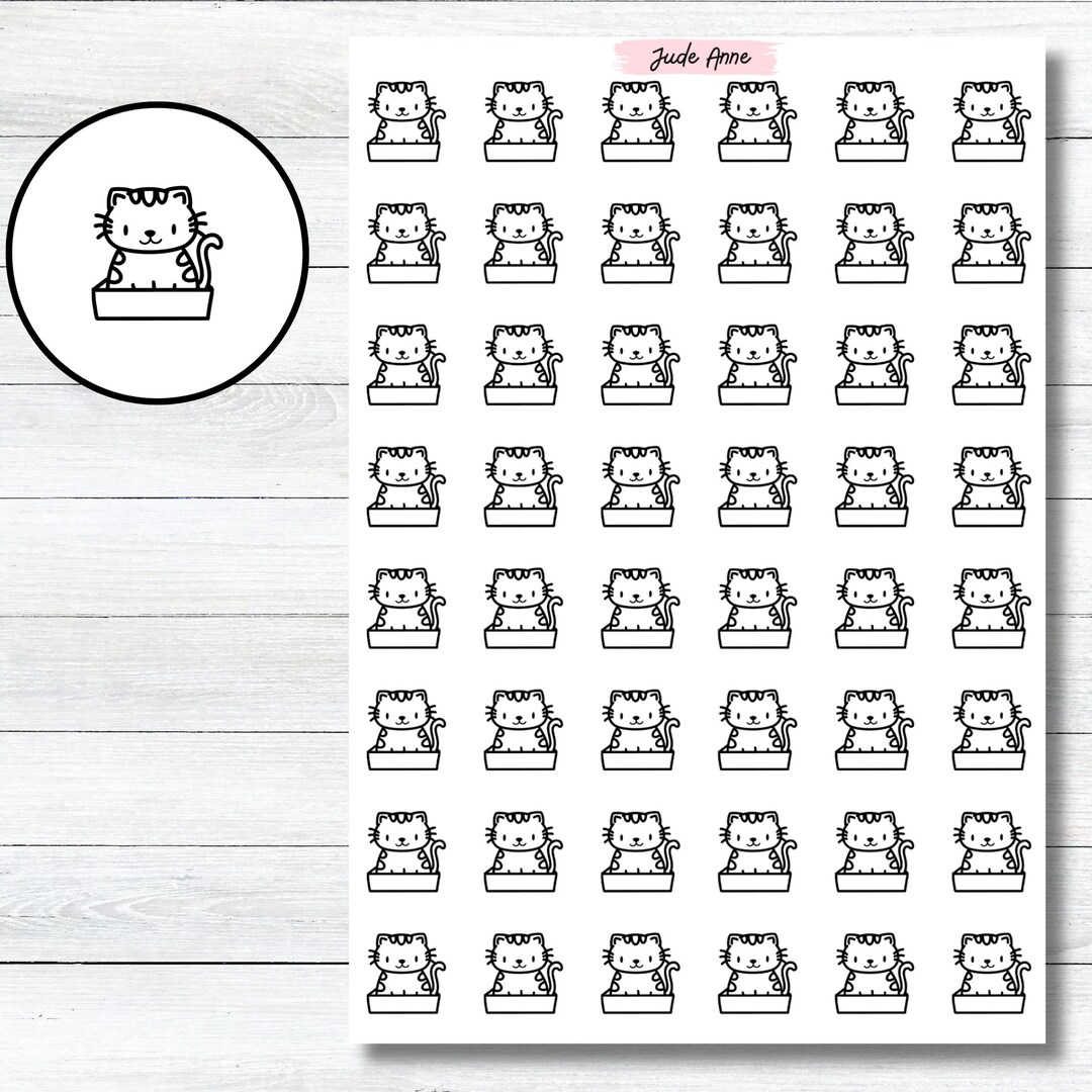 Clean Kitty Litter Planner Stickers, Cat Reminders - Etsy