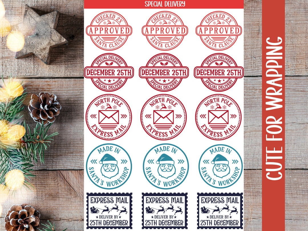 North Pole Mail Sticker Sheet, North Pole Stamps, North Pole, Santa ...