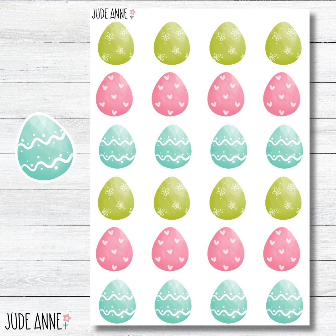 Easter Egg Planner Stickers, Cute Easter Sticker Sheet, Easter Egg ...