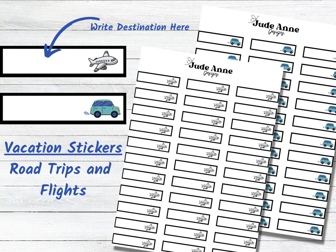 Vacation Planner Stickers, Road Trip Planner Stickers, Flight Planner ...