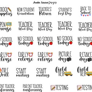 Teacher Planner Stickers, Cute Teacher Icons, Calendar, Yearly Teacher ...