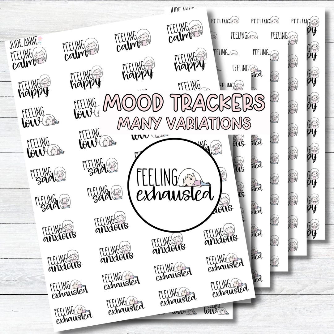 Mood Tracking Planner Stickers, Emotion Planner Stickers, Bujo Stickers ...