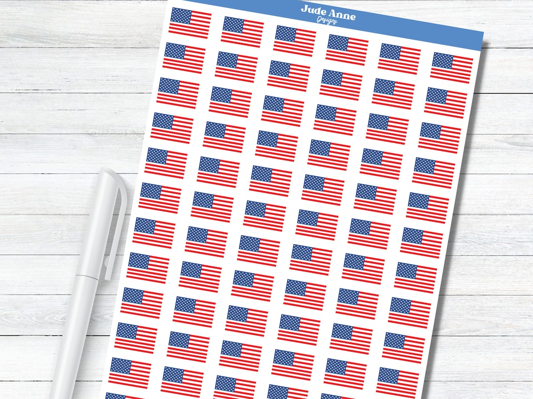 American Flag Stickers, Patriotic Planner Sticker, USA Stickers, 4th of ...