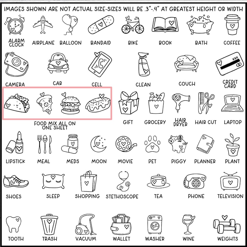 Mini Icon Planner Stickers | Tiny Sticker Sheet | Bullet Journaling ...