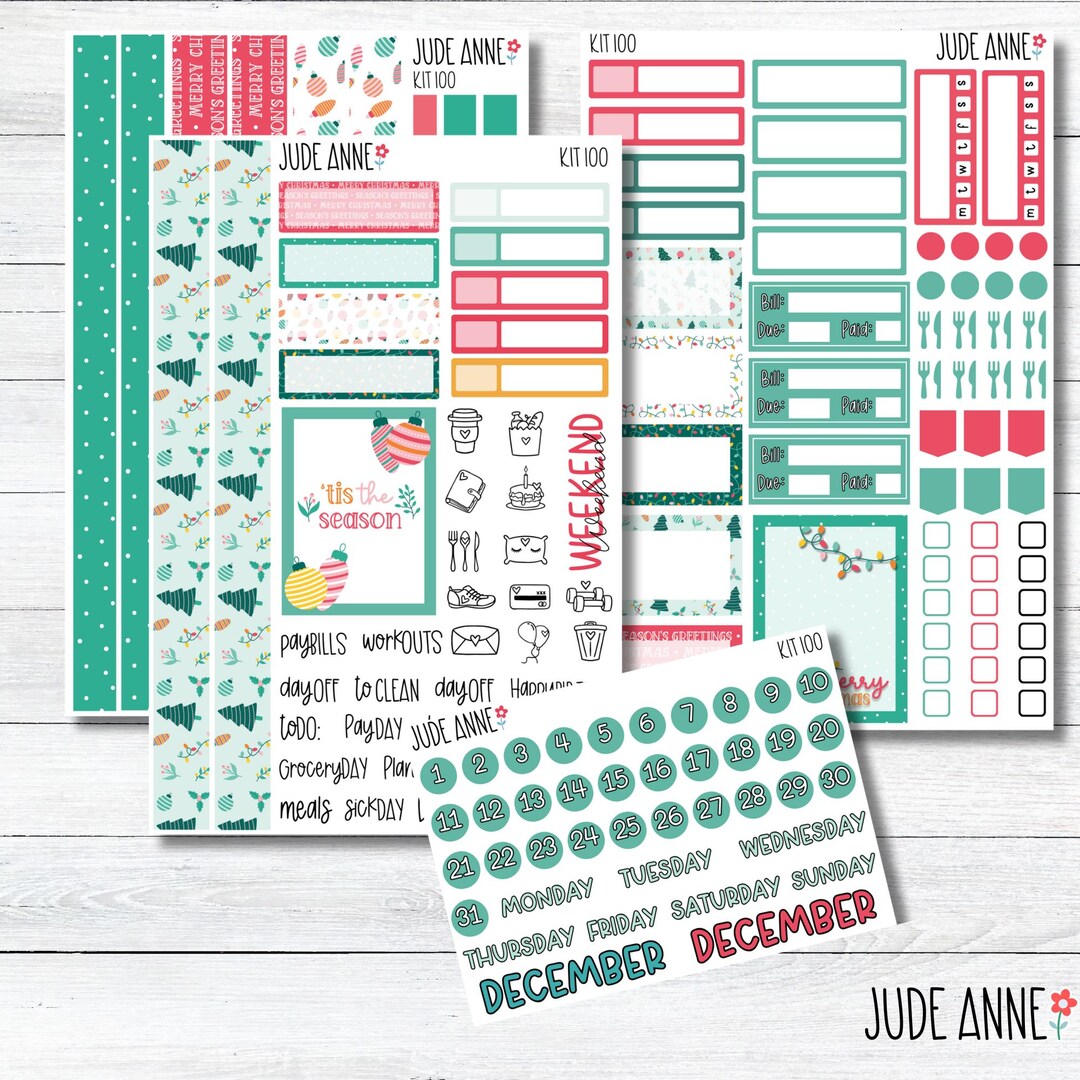 Christmas Planner Sticker Kit, December Sticker Planner Kit, Weekly ...