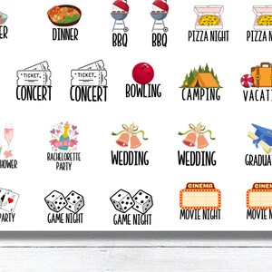Events and Occasion Planner Stickers, Fun Events Icon and Script for ...