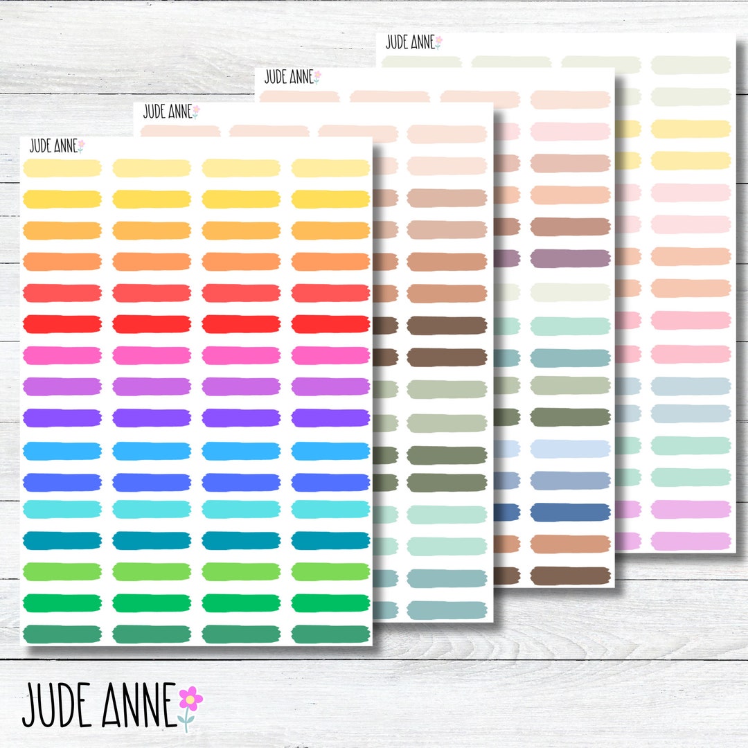 Colorful Brush Stroke Stickers, Sticker Sheets, Organization Stickers ...