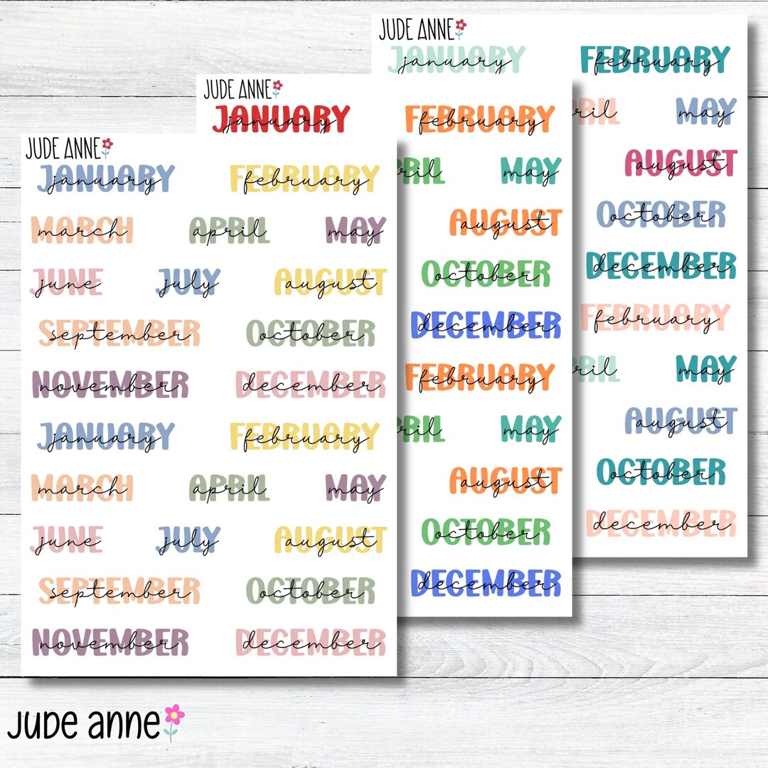 Month Planner Stickers | Monthly Header | Planner Labels - Etsy