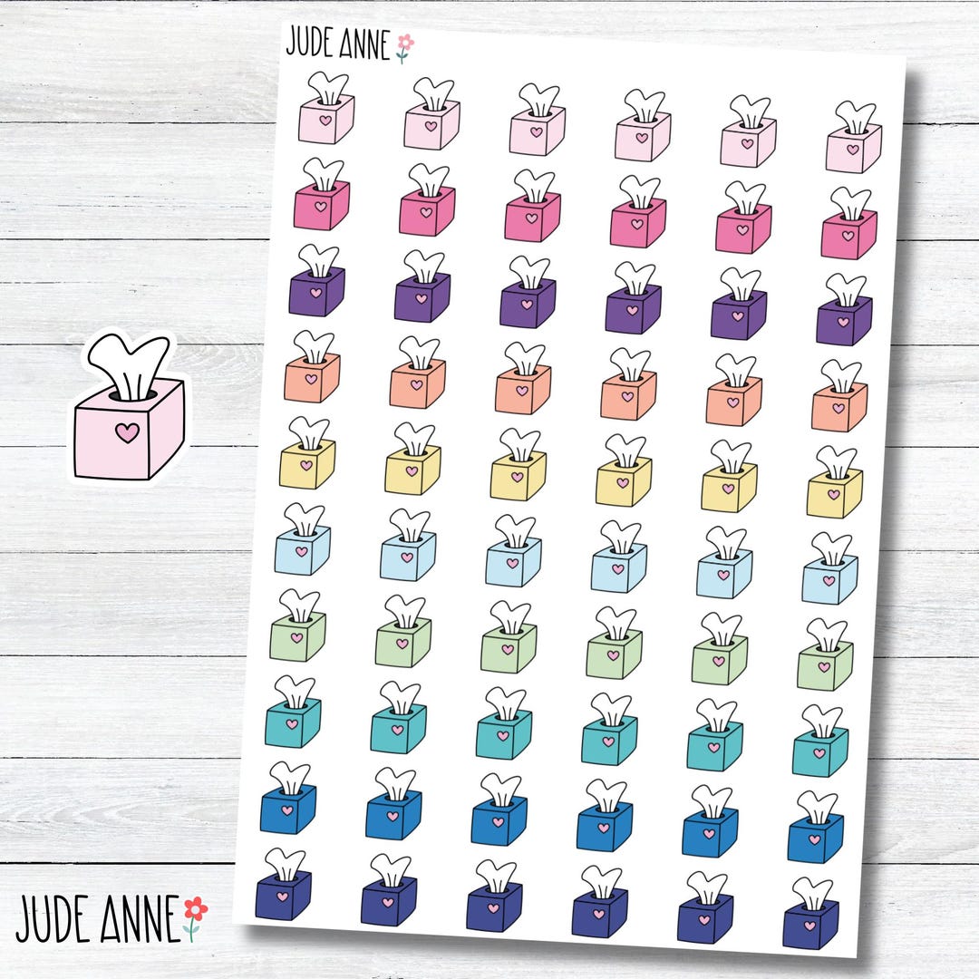Sick Day Planner Stickers | Tissue Box Stickers | Cute Planner Stickers ...
